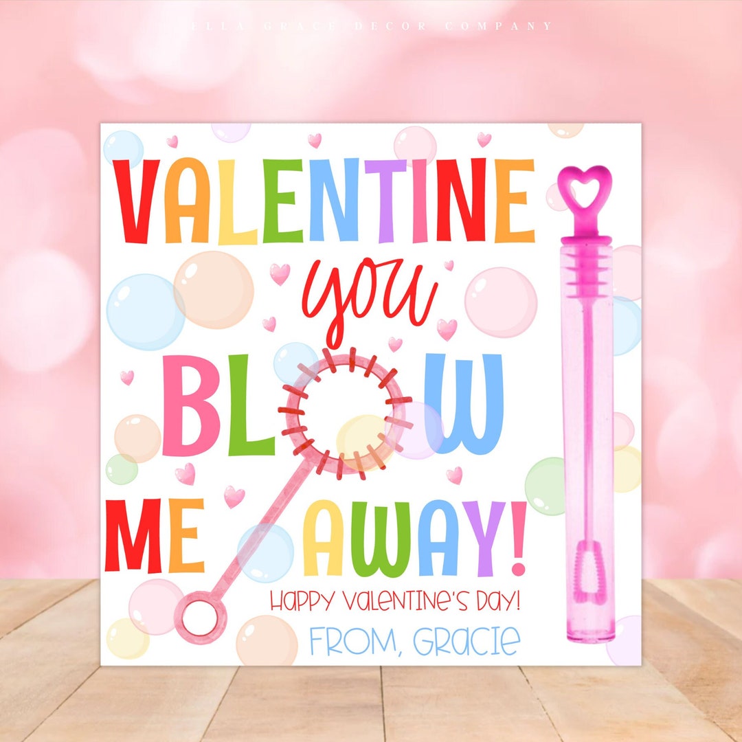 Editable Bubbles Valentine Printable Tag, Preschool Valentines Bubbles ...