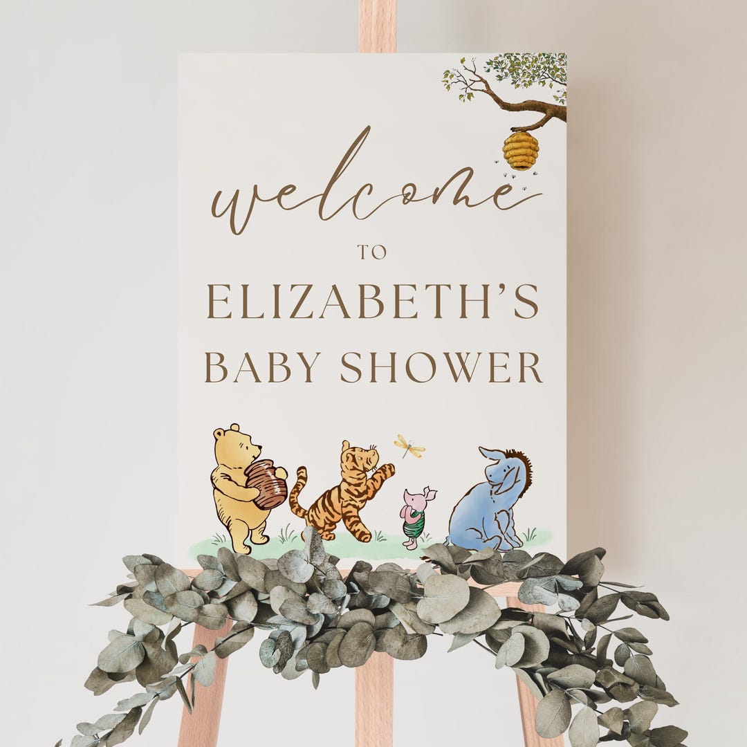 Winnie the Pooh Baby Shower Welcome Sign, Winnie the Pooh Welcome Sign ...