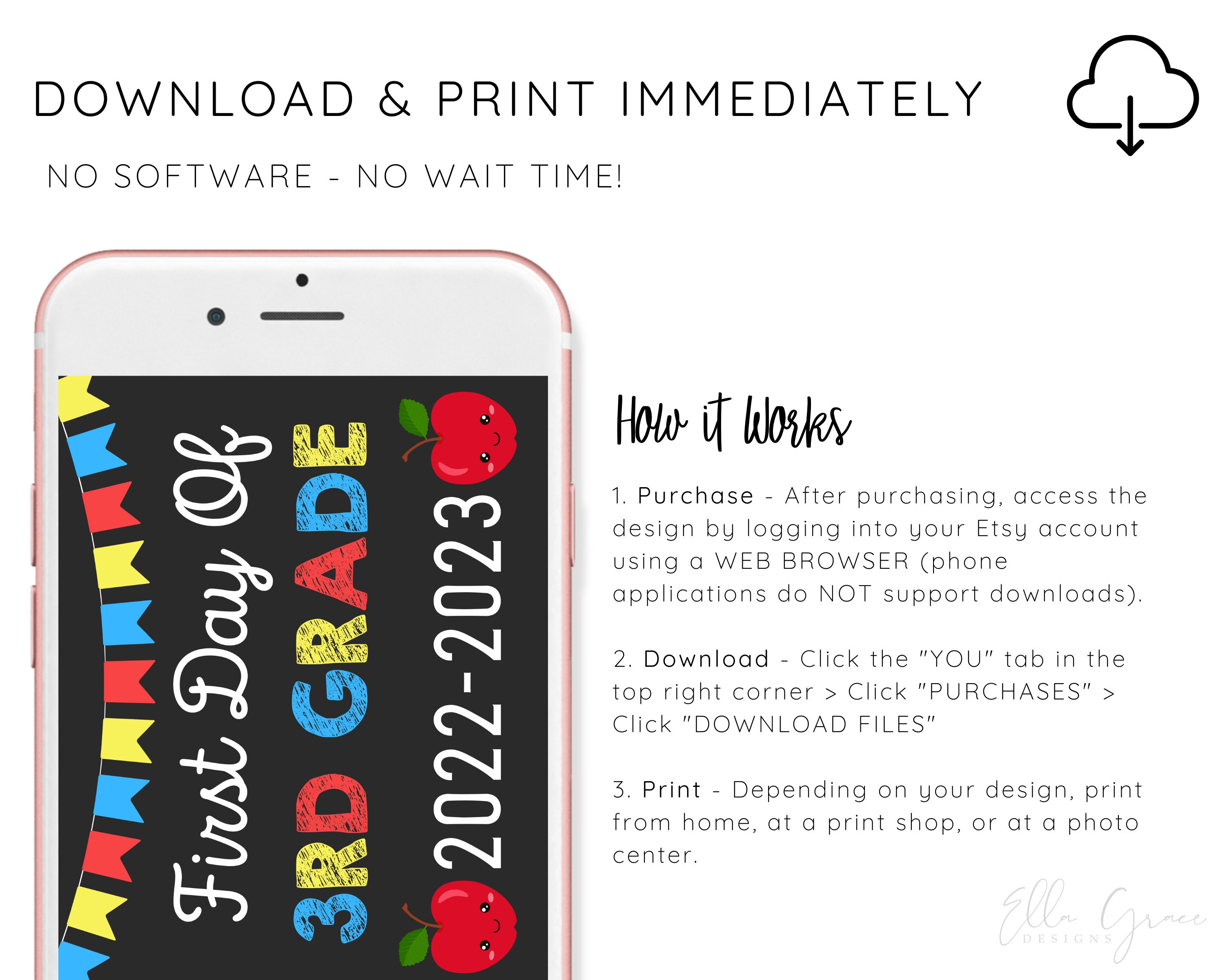 First Day of Third Grade Sign First Day of School Sign Third - Etsy