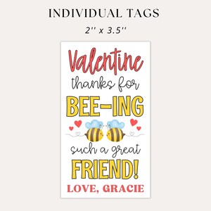 Editable Bee Mine Valentine Tags, Printable Valentine Bee Gift Tag ...