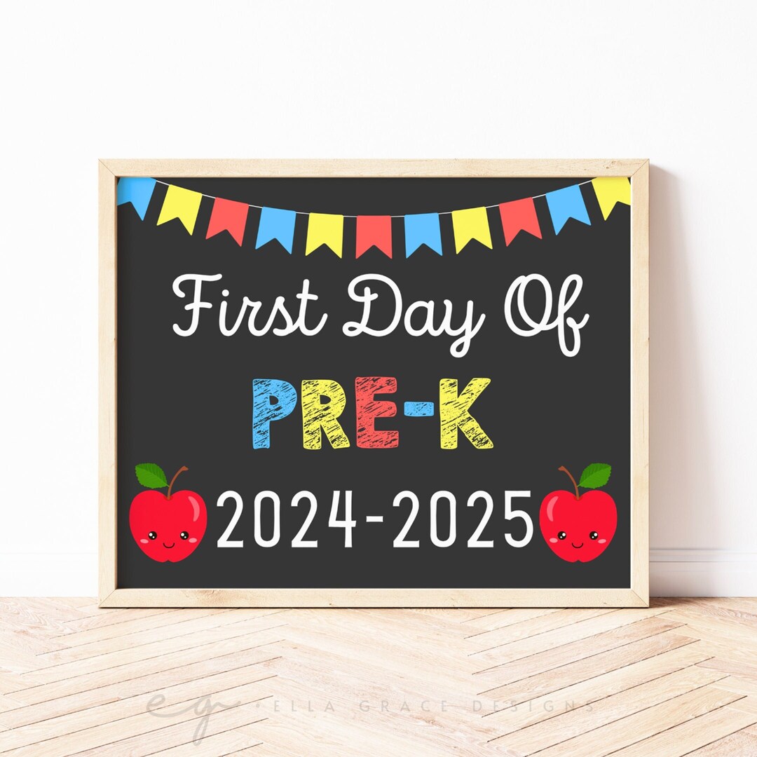 First Day of Pre-k Sign, First Day of School Sign, Pre-k Chalkboard ...