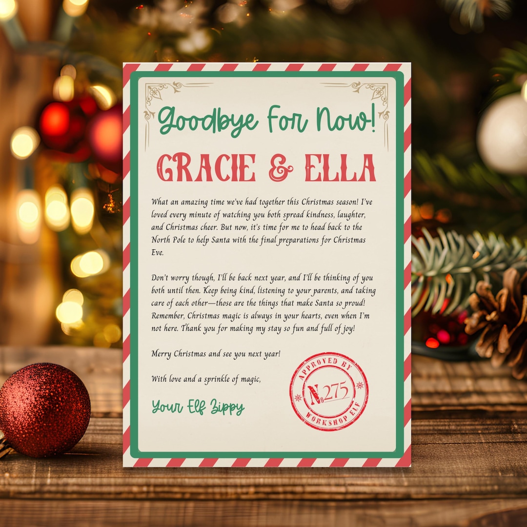 Editable Elf Goodbye Letter Elf Departure Letter Elf Farewell Letter ...