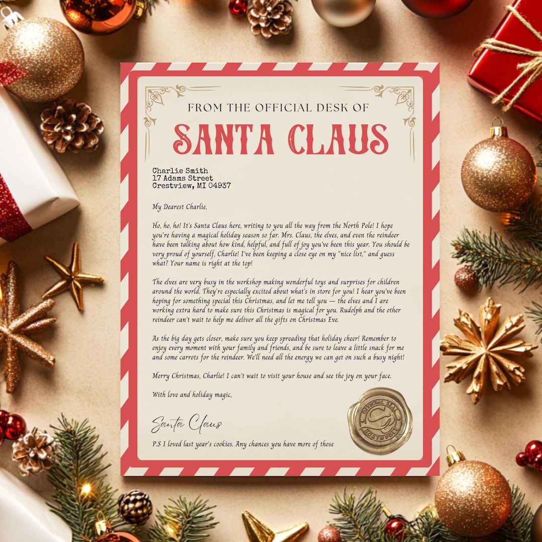Editable Official Letter From Santa Claus Letter From the Desk of Santa ...