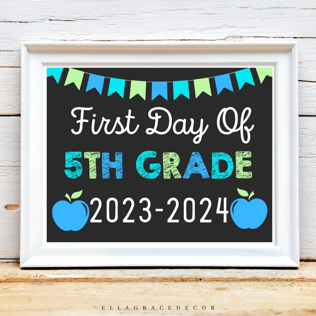 First Day of Fifth Grade Sign First Day of School Sign Fifth - Etsy