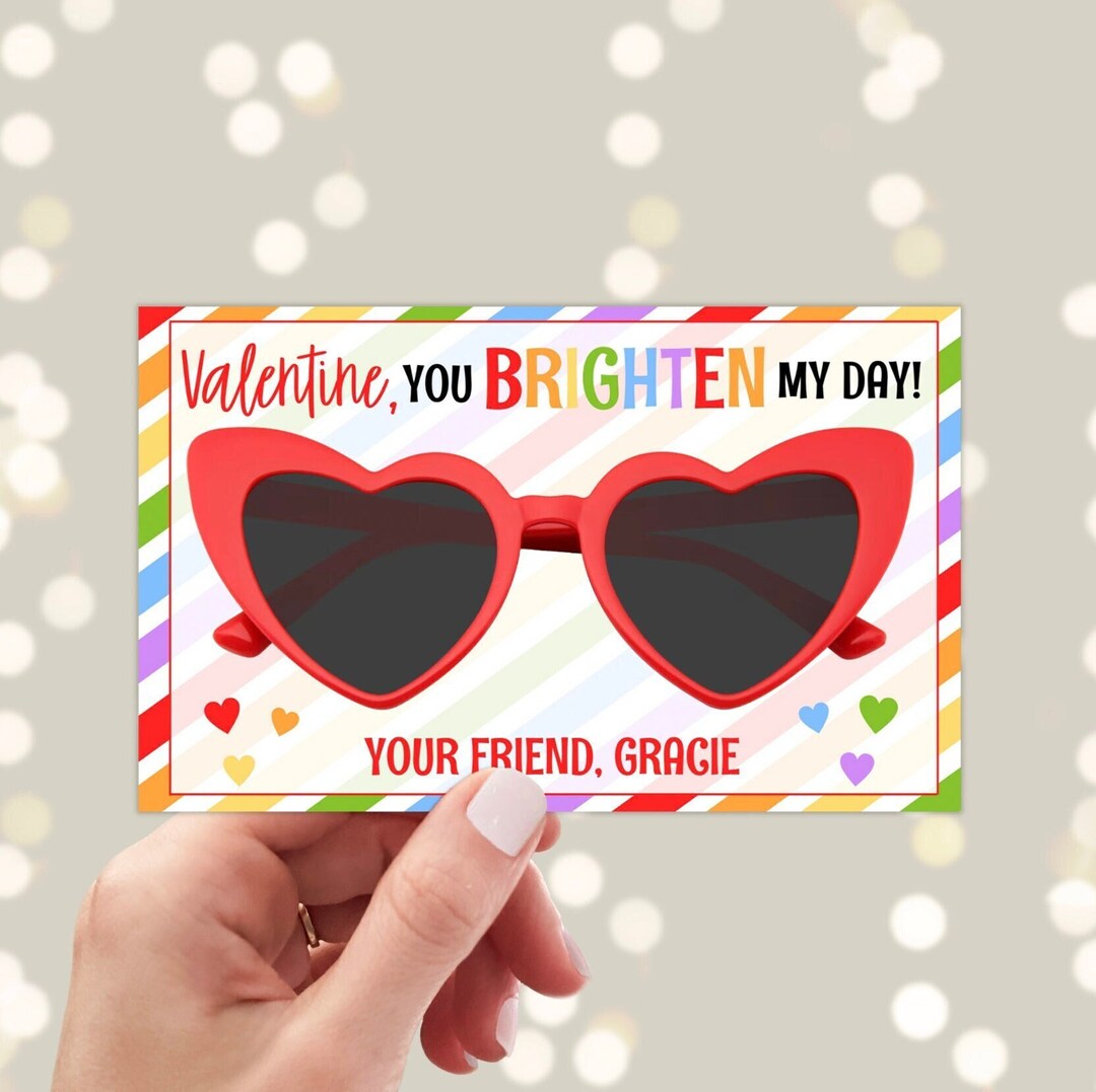 Valentine Tag Printable Sunglasses, Valentine Gift Tag Sunglasses ...