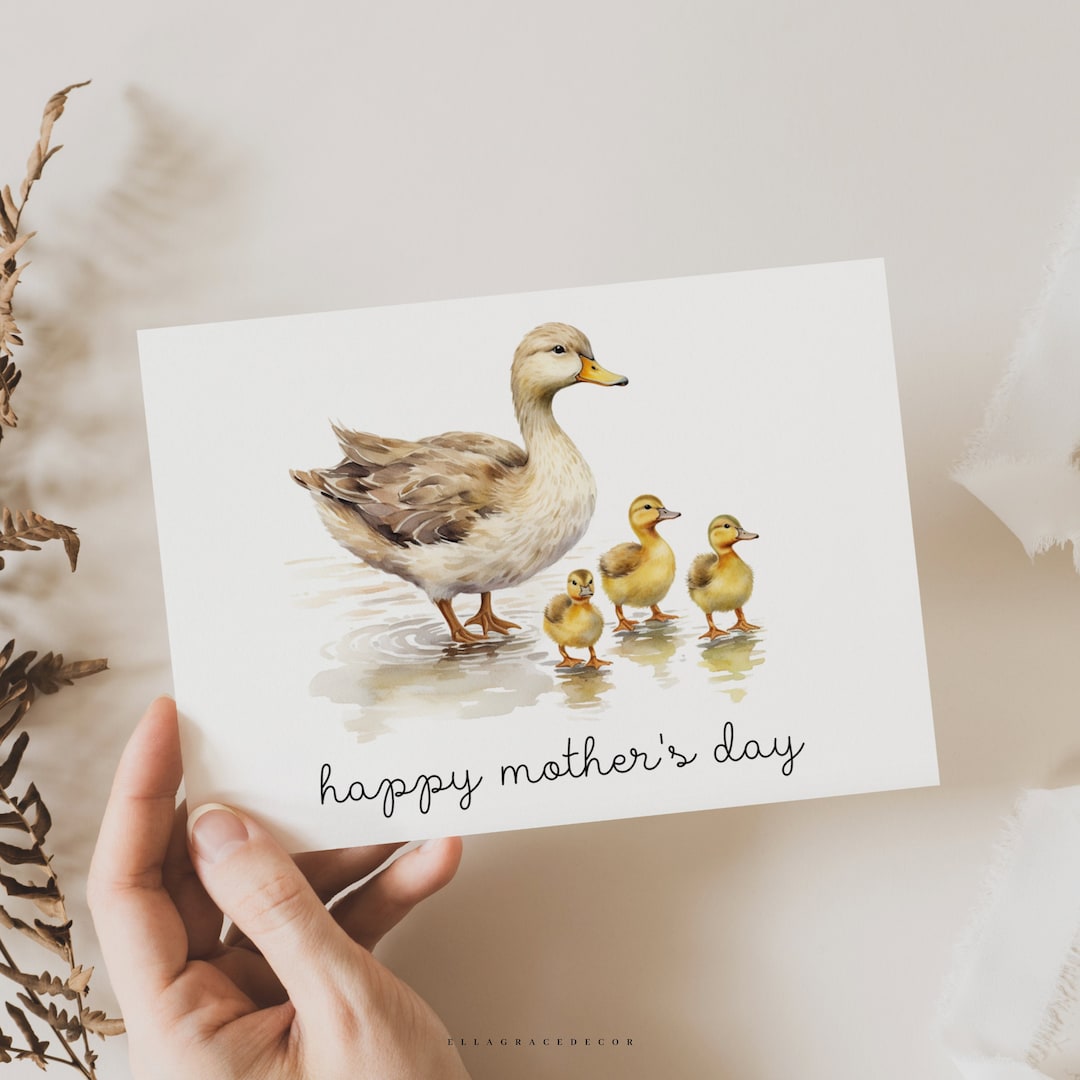 Duck Mother's Day Card, Mothers Day Card Duck, Mother Duck & Ducklings ...