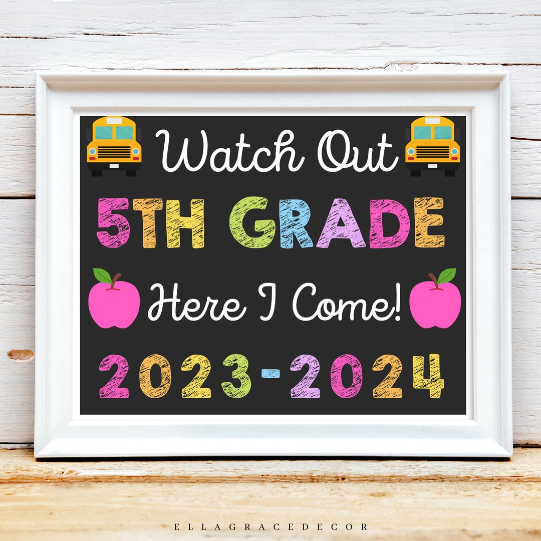 First Day of Fifth Grade Sign, First Day of School Sign, Fifth Grade ...