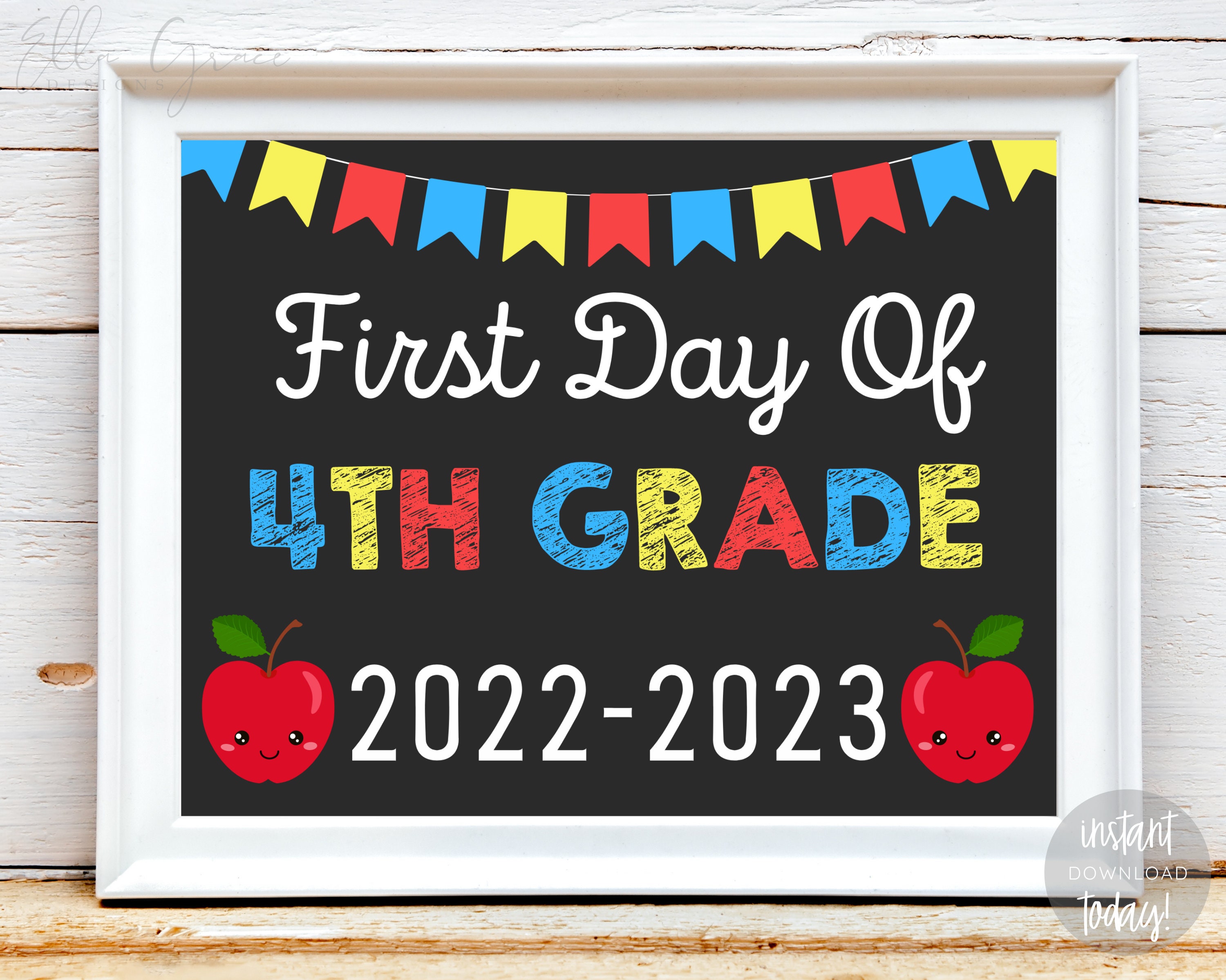 First Day of Fourth Grade Sign First Day of School Sign - Etsy