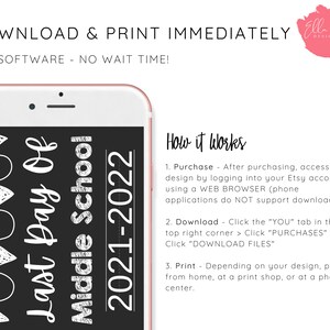 Last Day of Middle School Sign Last Day of School Middle - Etsy