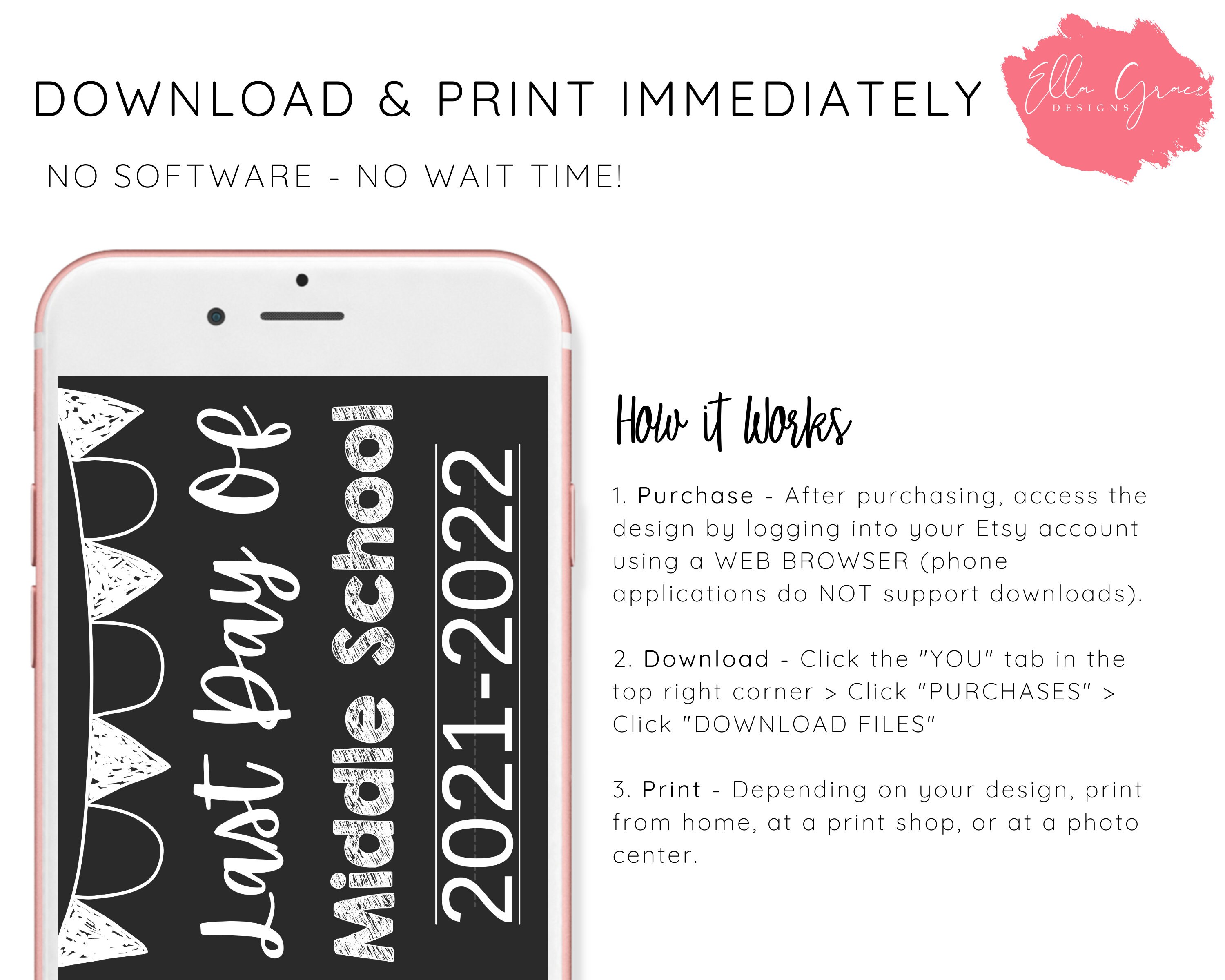 Last Day of Middle School Sign Last Day of School Middle - Etsy