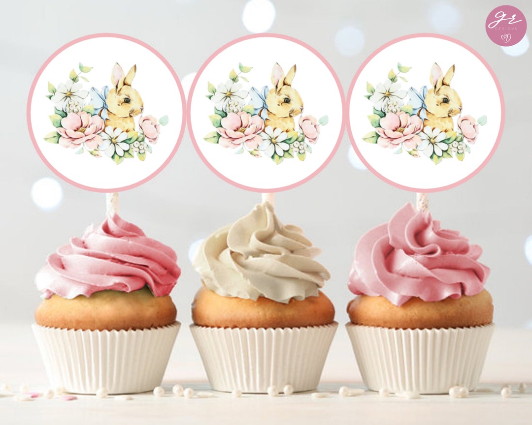 Printable Easter Toppers, Watercolor Easter Toppers, Easter Cupcake ...