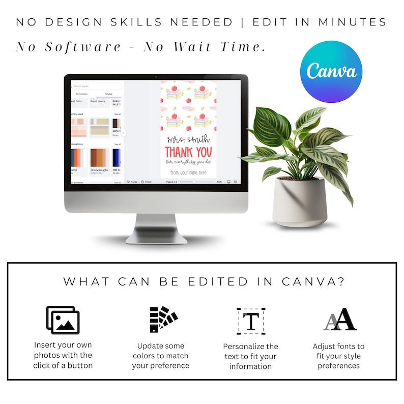 Teacher Appreciation Gift Tag Printable Thank You Teacher Tag Editable ...