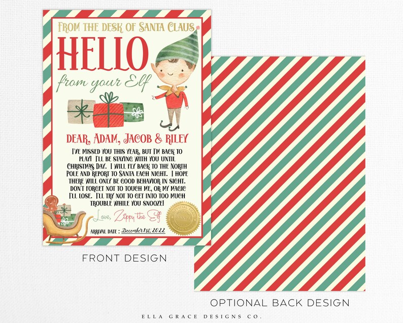 Editable Elf Arrival Letter Return Letter Christmas Elf - Etsy