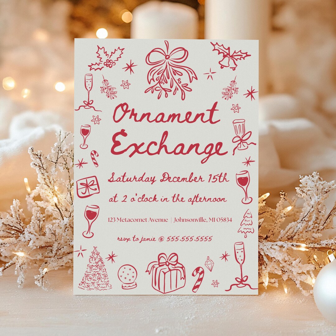 Ornament Exchange Invitation Ornament Exchange Party Invite Christmas ...