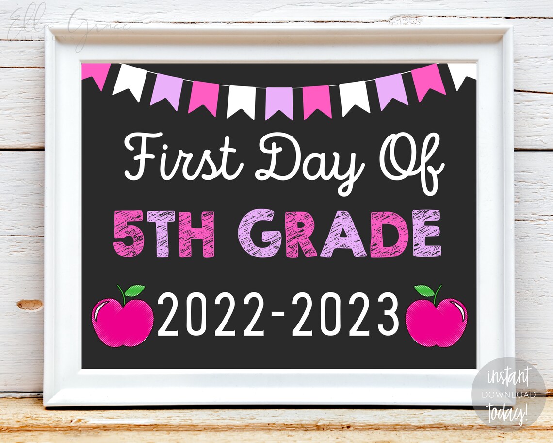 First Day of Fifth Grade Sign First Day of School Sign Fifth - Etsy