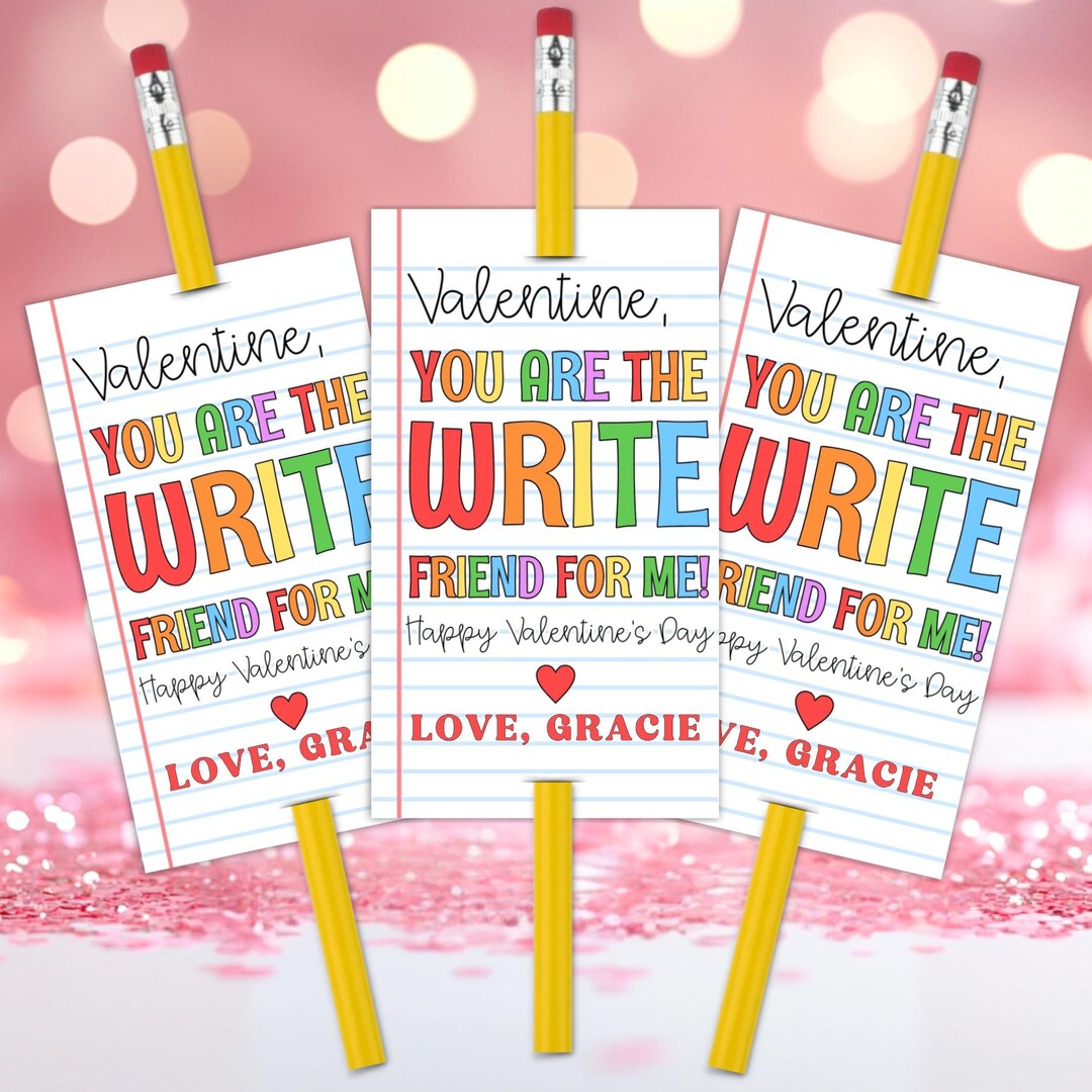 Write Valentine Printable, Write Valentines Tag, Kids Valentines Cards ...