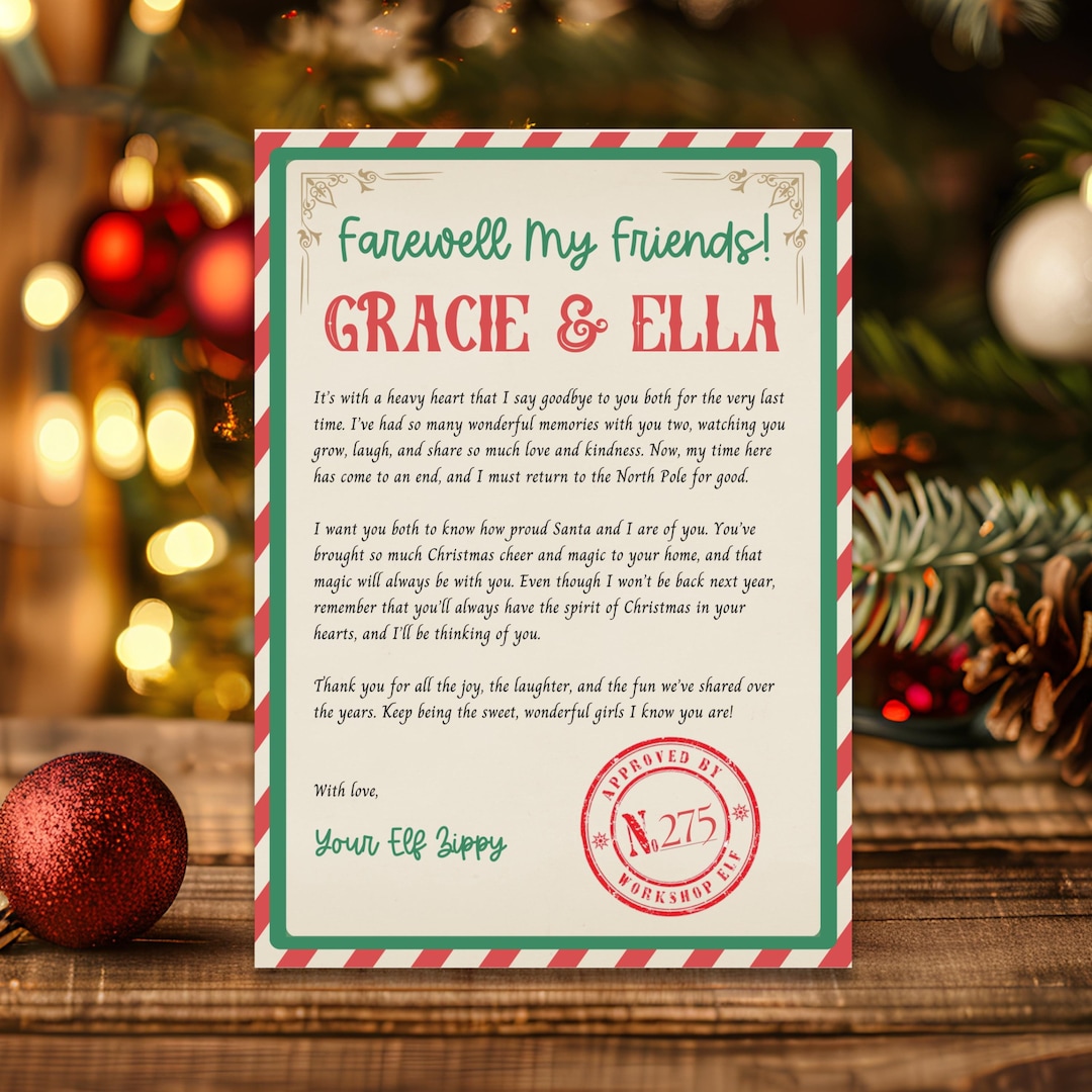 Editable Elf Retirement Letter Goodbye to Retiring Elf Letter Elf Final ...