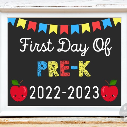 First Day of PRE-K Sign First Day of School Sign Chalkboard - Etsy