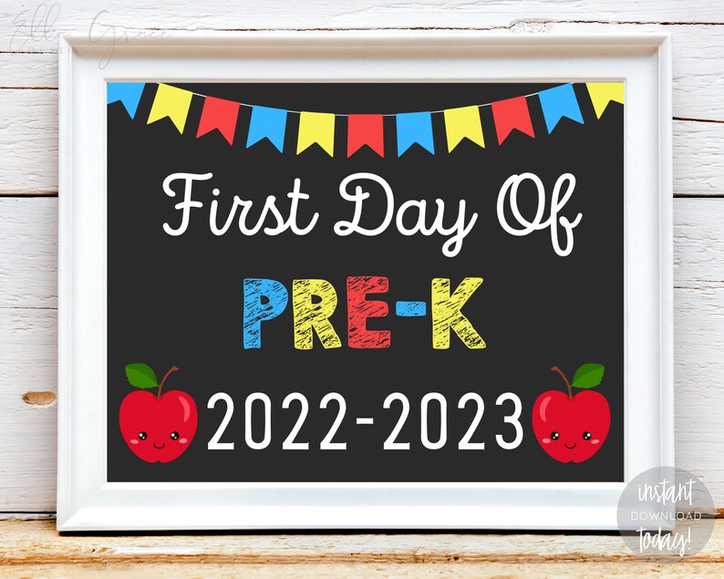 First Day of Pre-k Sign First Day of School Sign Pre-k | Etsy