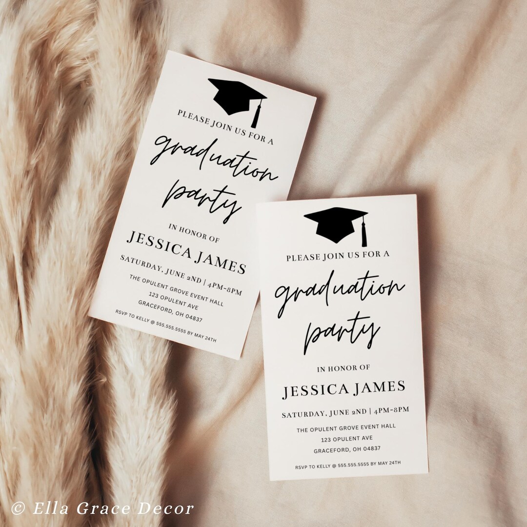 Grad Party Invite Insert, Grad Party Insert, Graduation Invites With ...