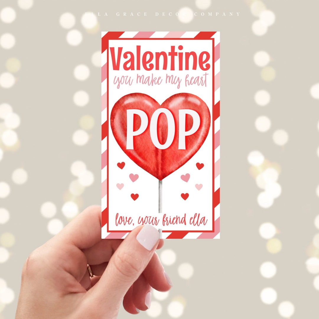 Valentines Day Tags for Lollipops, Lollipop Valentine Tag, Lollipop ...