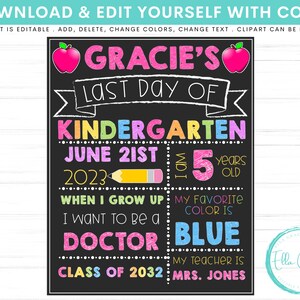 Editable Last Day of School Chalkboard Sign, Reusable Last Day of ...