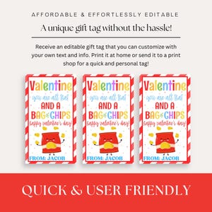 Editable Chip Bag Valentine's Day Gift Tag, You Are All That and a Bag ...