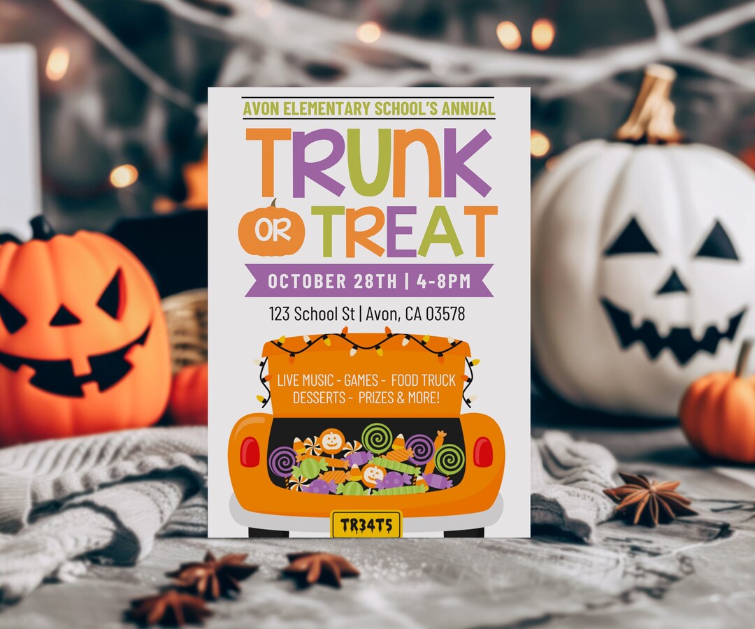 Trunk or Treat Invitation, Editable Trunk or Treat Flyer, School ...