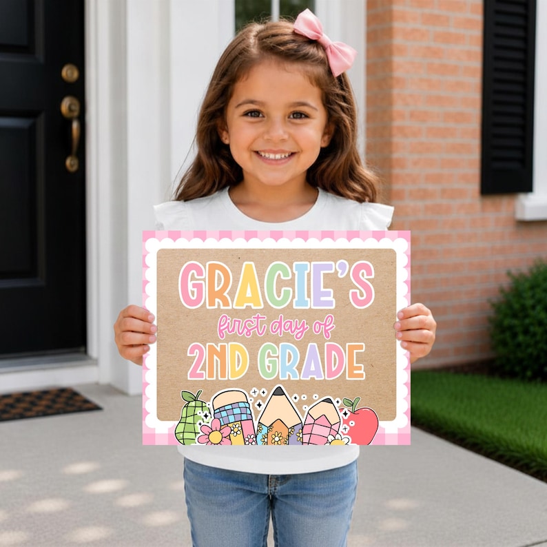 Personalized First Day of Second Grade Sign Editable Canva Template ...