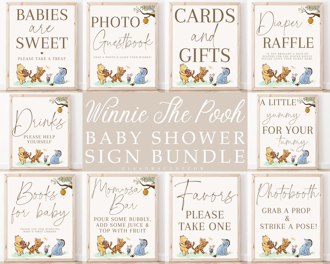 Editable, Winnie the Pooh Baby Shower Sign, Winnie the Pooh Baby Shower ...