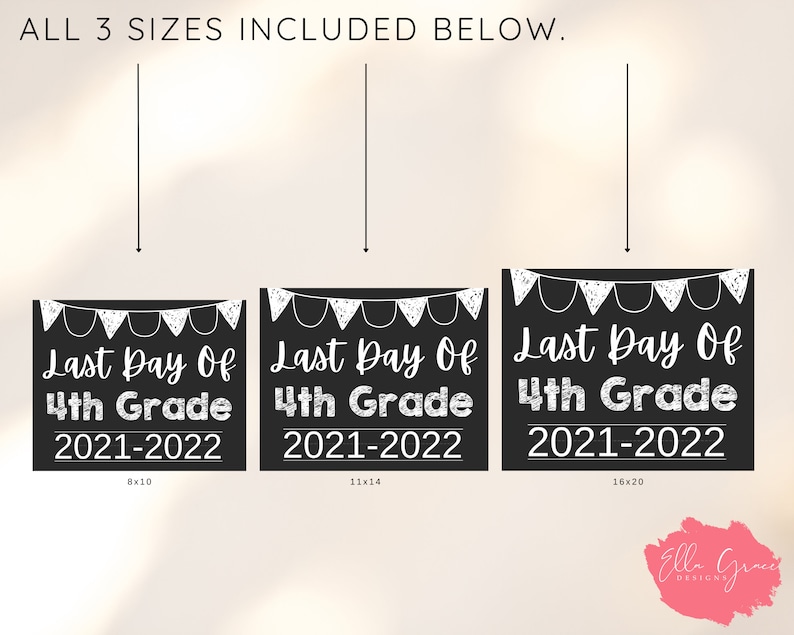 Last Day of 4th Grade Sign Last Day of School 4th Grade - Etsy