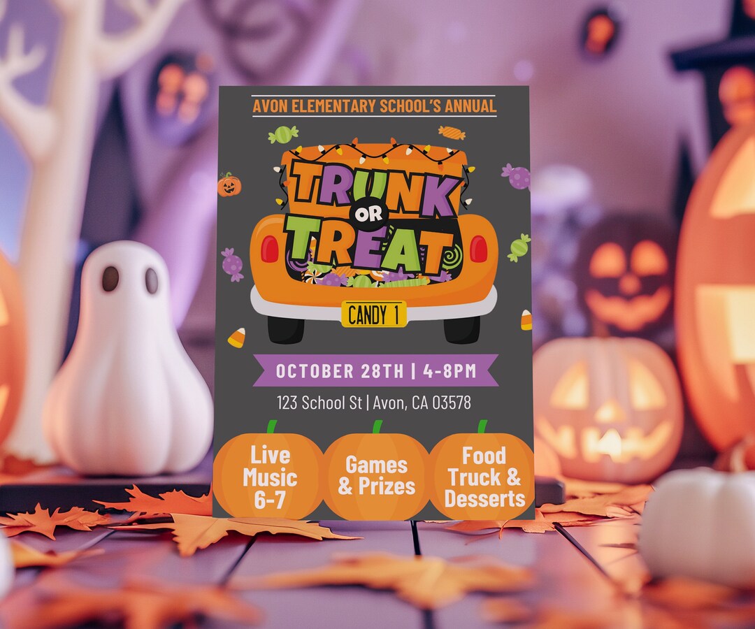 Trunk or Treat Invitation, Editable Trunk or Treat Flyer, School ...