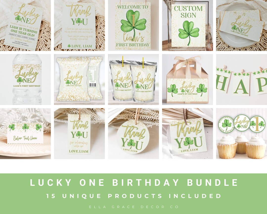 EDITABLE Lucky One First Birthday Decorations, St Patricks Day Party ...