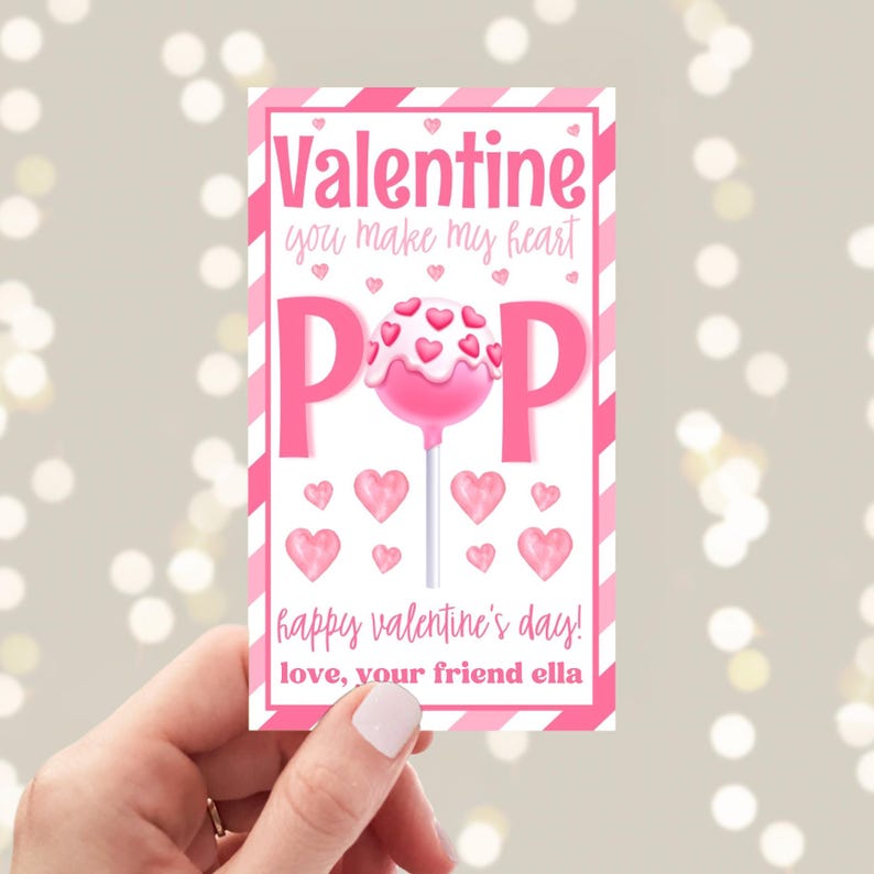 Editable Valentine's Day Tag, Cake Pop Valentine's Tag, Cake Pop Tag ...