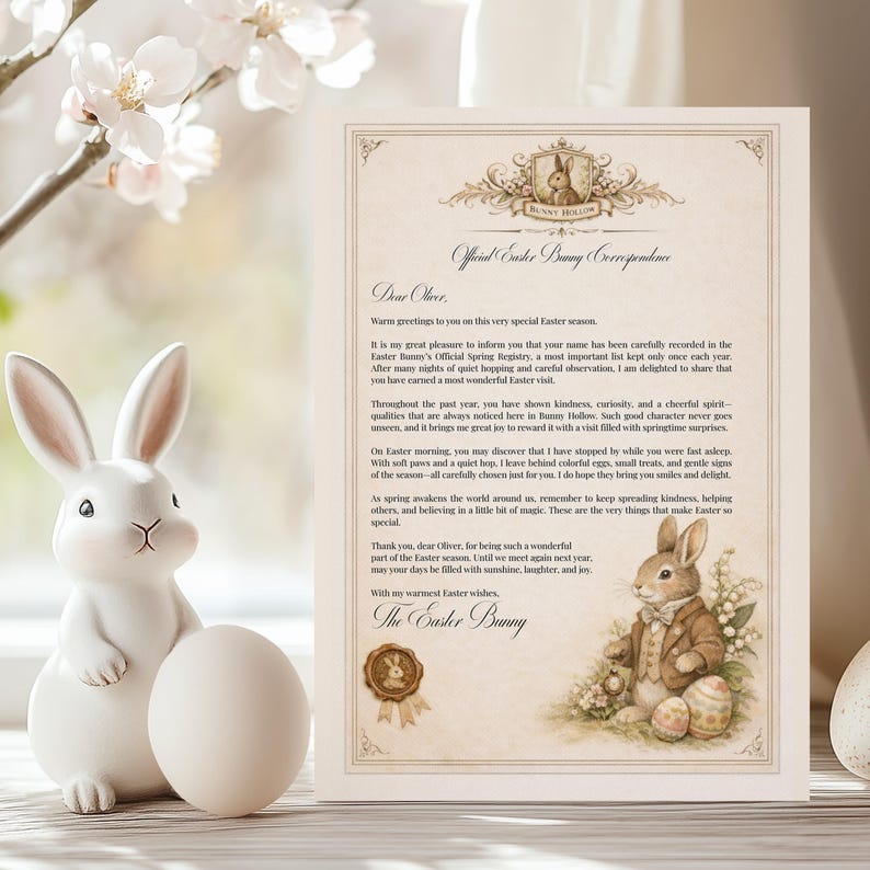 Editable Easter Bunny Letter for Kids • Personalized Easter Basket ...