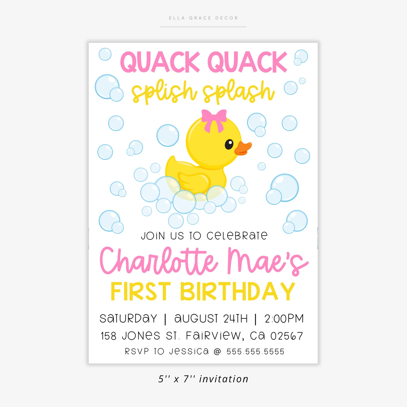 Rubber Duck Invitation, Rubber Ducky First Birthday Invite, Rubber ...