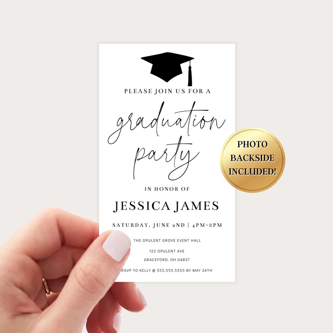 Graduation Invitation Insert Card, Graduation Announcement Insert ...