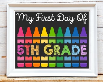 First Day of Fifth Grade Sign Back to School Sign 1st Day - Etsy