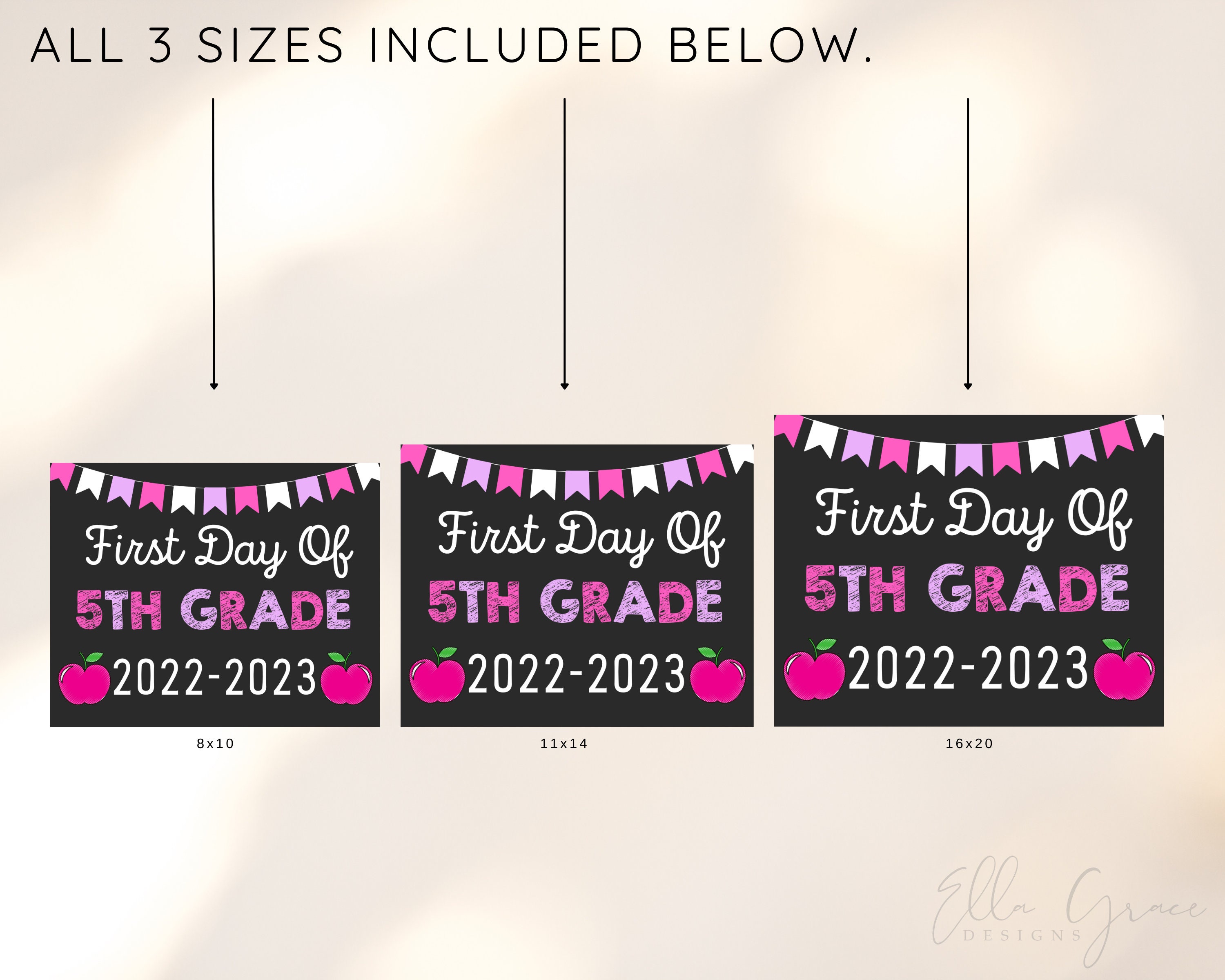 First Day of Fifth Grade Sign First Day of School Sign Fifth - Etsy