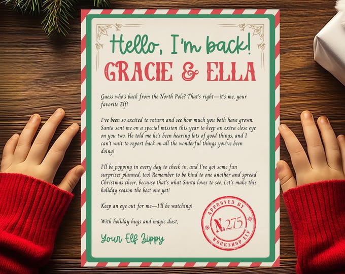 Editable Elf I'm Back Letter Elf Arrival Letter Elf Return Letter ...