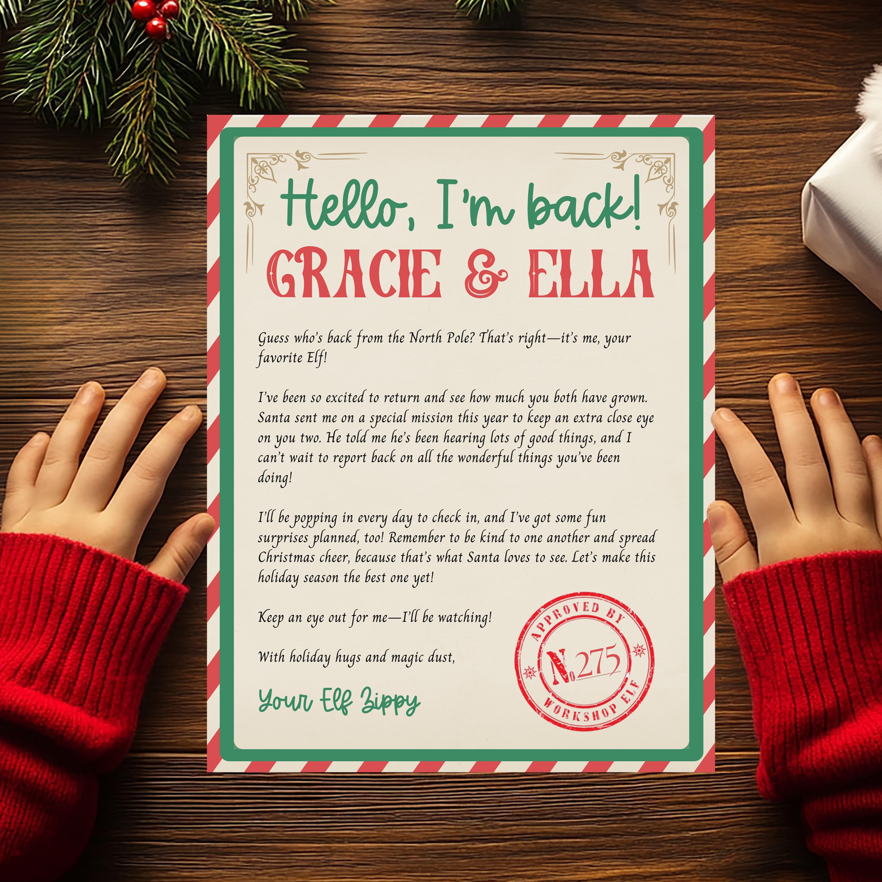 Editable Elf Return Letter Printable Template Classic Design PDF ...