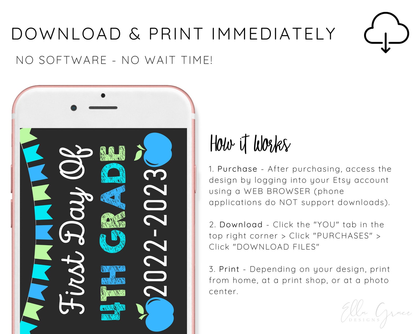 First Day of Fourth Grade Sign First Day of School Sign - Etsy