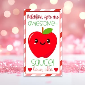 Editable Applesauce Pouch Valentine's Day Tag, Printable Valentine ...