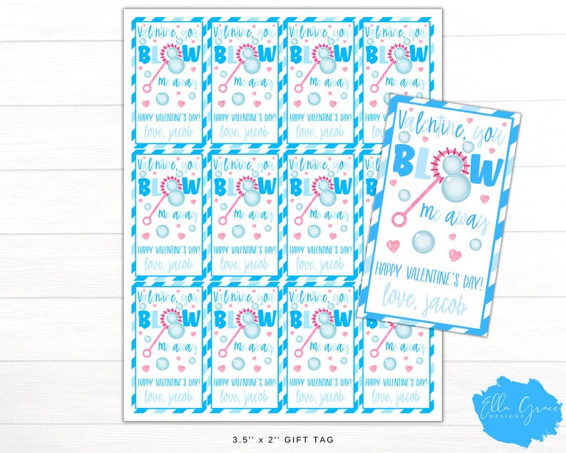 Editable Valentine You Blow Me Away Favor Tag Thank You | Etsy
