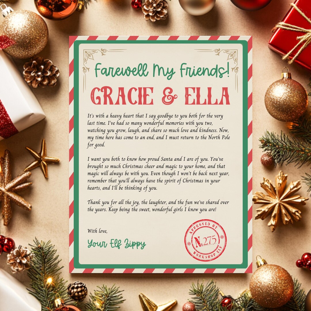 Editable Elf Retirement Letter Goodbye to Retiring Elf Letter Elf Final ...