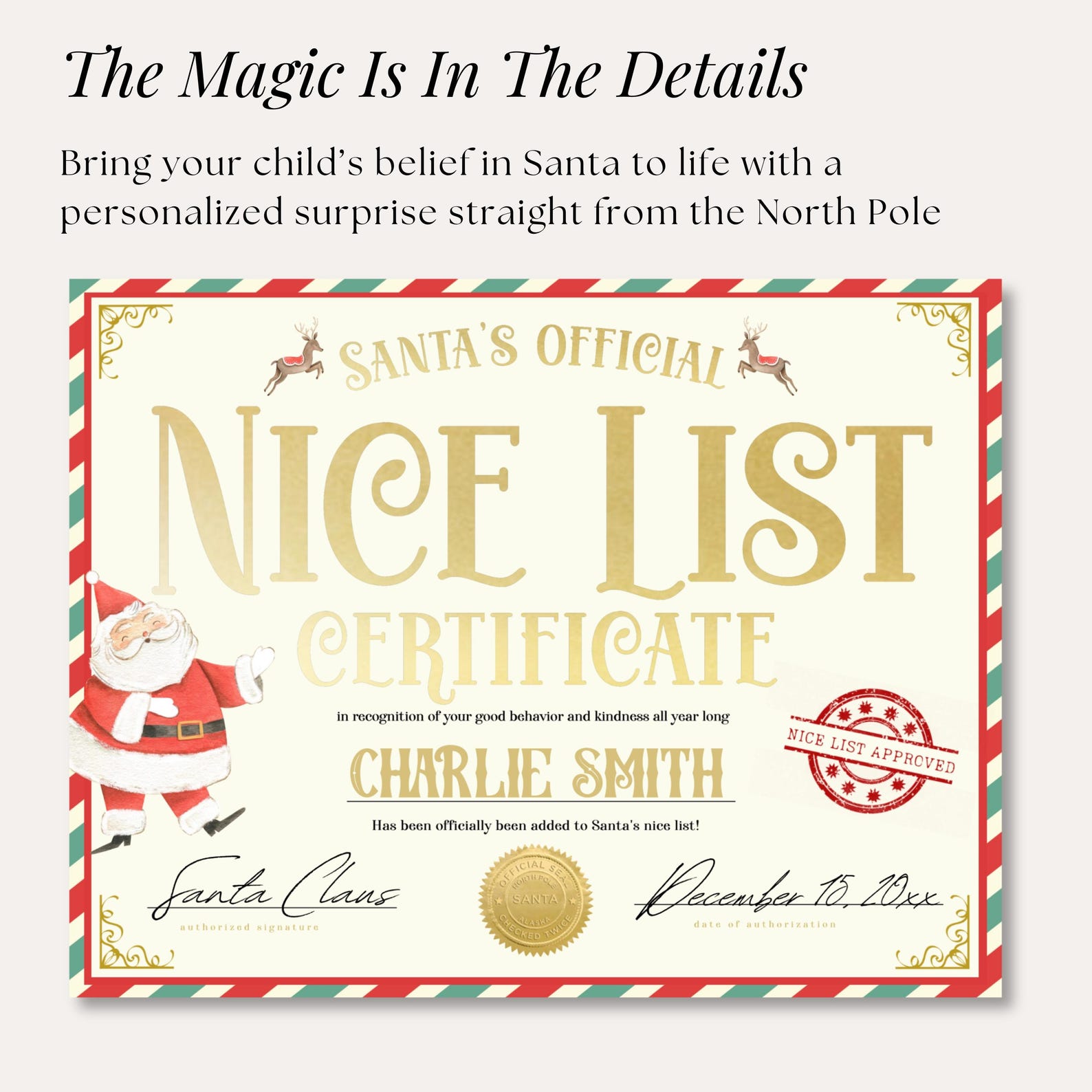 Editable Letter From Santa, Official Nice List Certificate From Santa ...