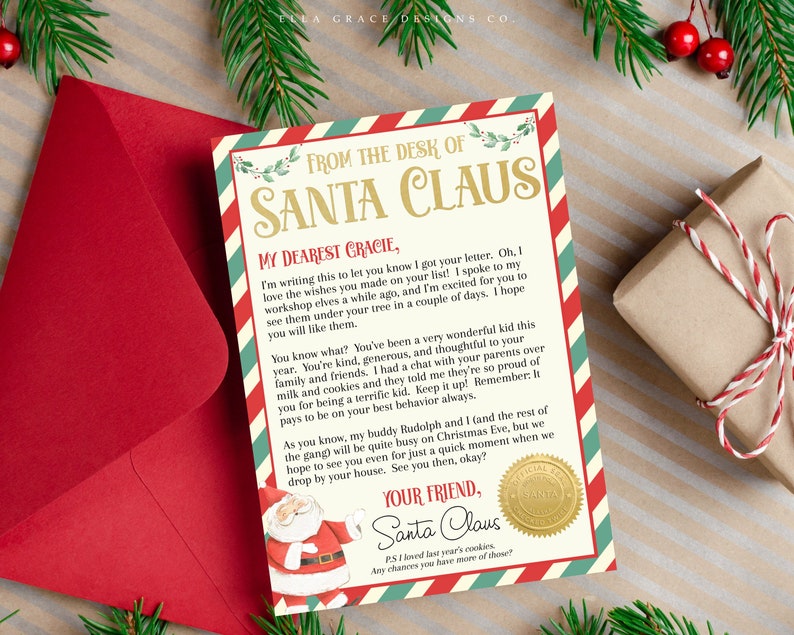 EDITABLE Letter From Santa Printable Santa Letter North - Etsy