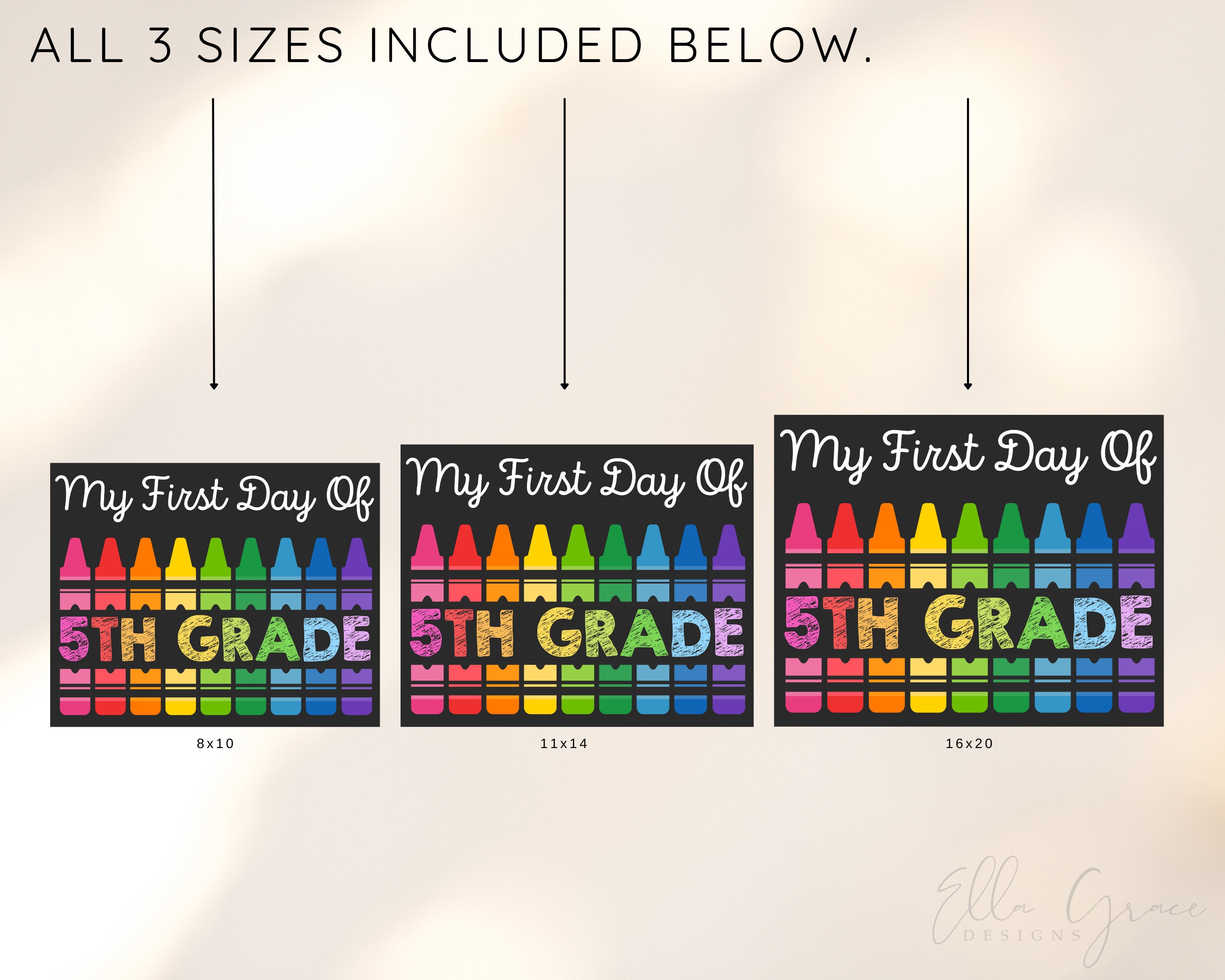 First Day of Fifth Grade Sign First Day of School Sign Fifth | Etsy