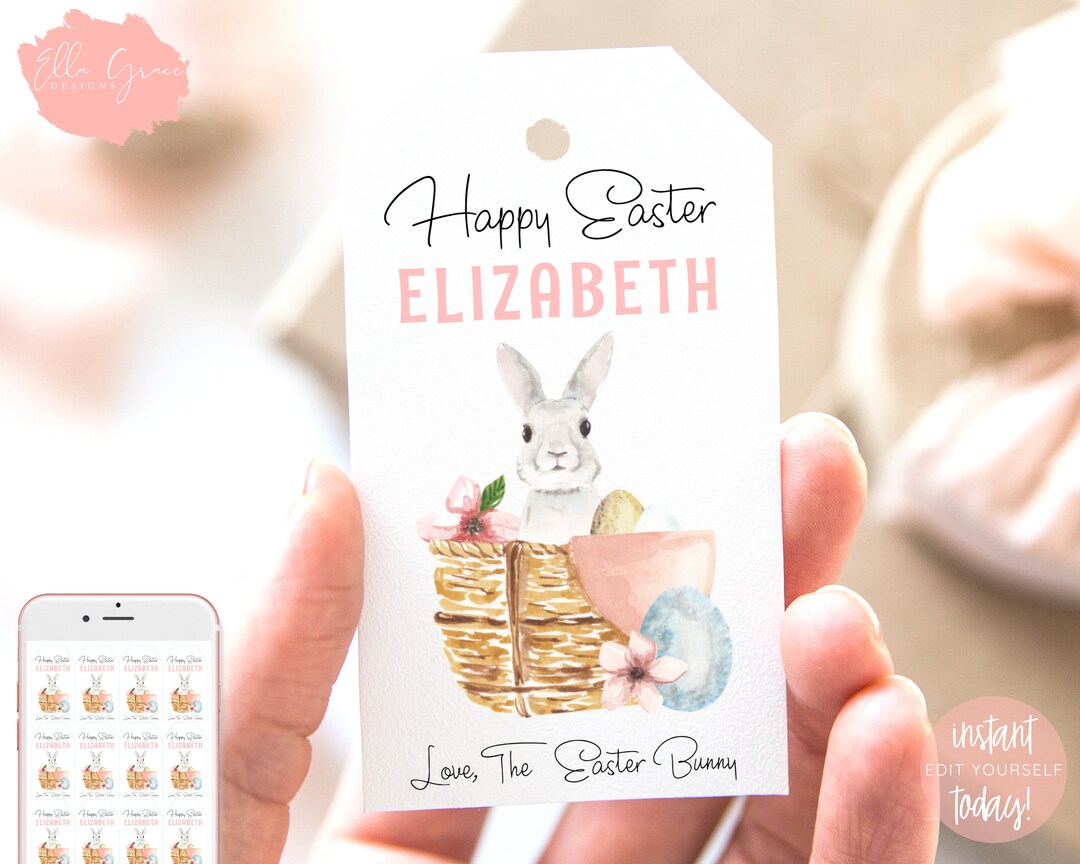Editable Easter Tags, Easter Basket Tags, Easter Printable, Easter ...