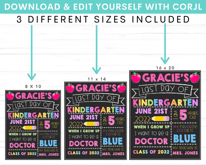 Editable Last Day of School Chalkboard Sign Reusable Last Day - Etsy